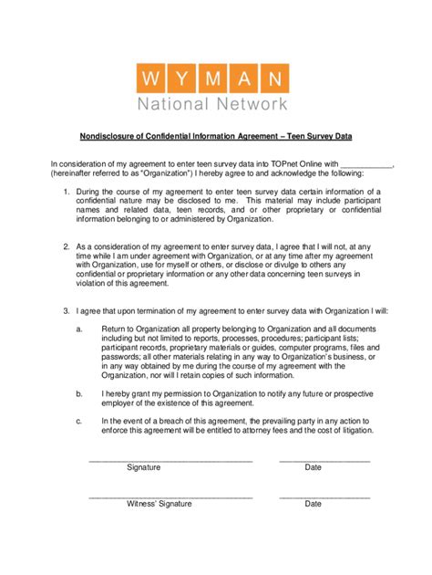 Fillable Online Confidentiality Statement For Survey Participants Fax