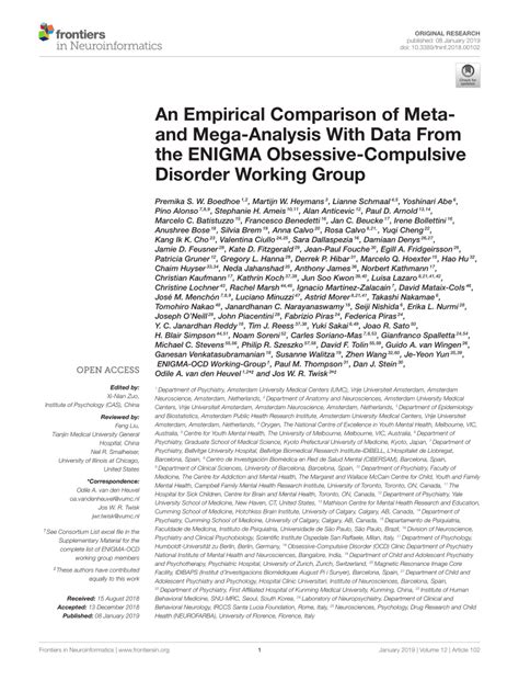 Pdf An Empirical Comparison Of Meta And Mega Analysis With Data From The Enigma Obsessive