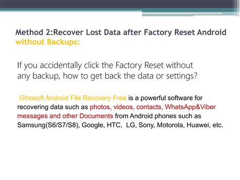 Recover Lost Data After Factory Reset Android Ppt