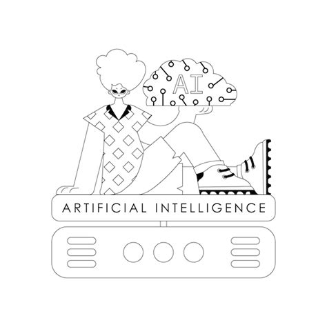 Ai 테마 벡터 선형 모양의 Ai Guy 서버 프리미엄 벡터