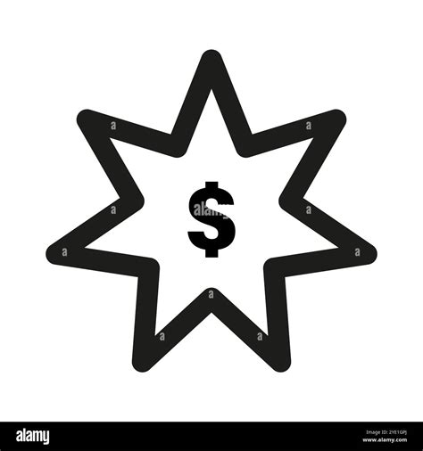 Starburst Icon With Dollar Bold Black Outline Simple Vector Design