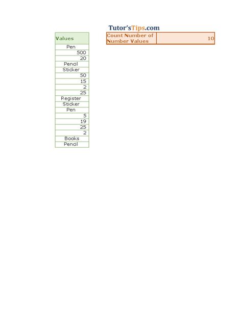 Excel Count Function Parctice Sheet Pdf