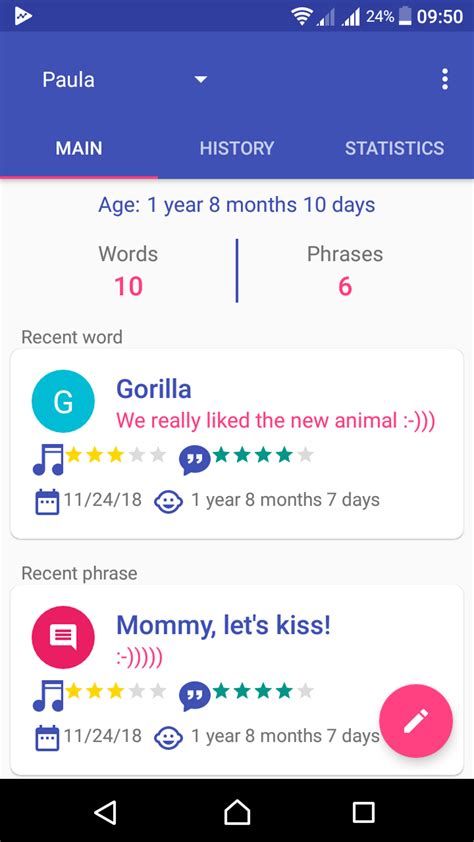 Baby Words Speech And Language Development Diary Para Android Descargar
