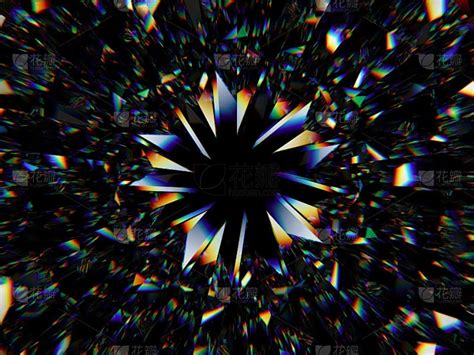 钻石结构极端特写和万花筒。俯视图的圆形宝石3d渲染，3d插图素材 花瓣网