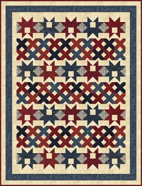 patriotic quilt pattern stars with red and blue fabrics pieced brain