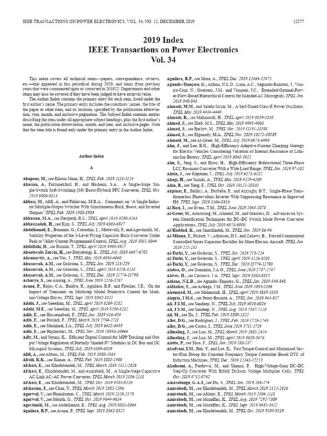 2019 Index Ieee Transactions On Power Electronics Vol 34 Pdf Power Electronics Power Inverter