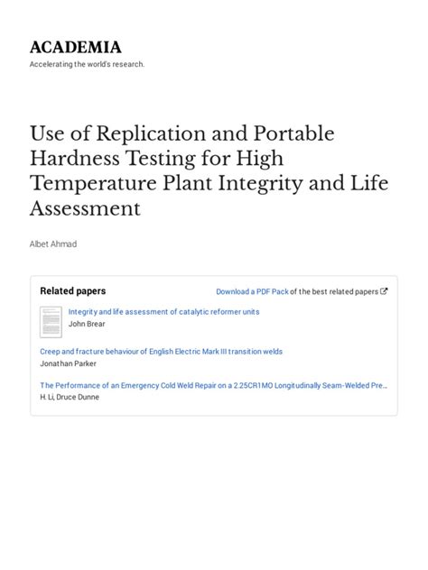 Use Of Replication And Portable Hardness With Cover Page V2 Pdf Chemical Product Engineering