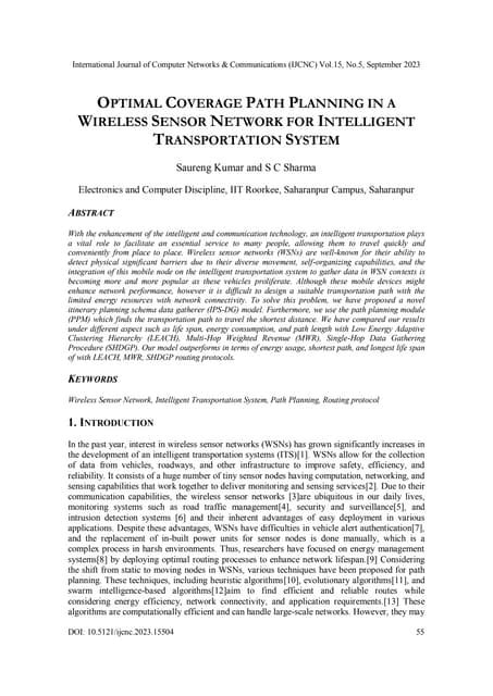 Optimal Coverage Path Planning In A Wireless Sensor Network For
