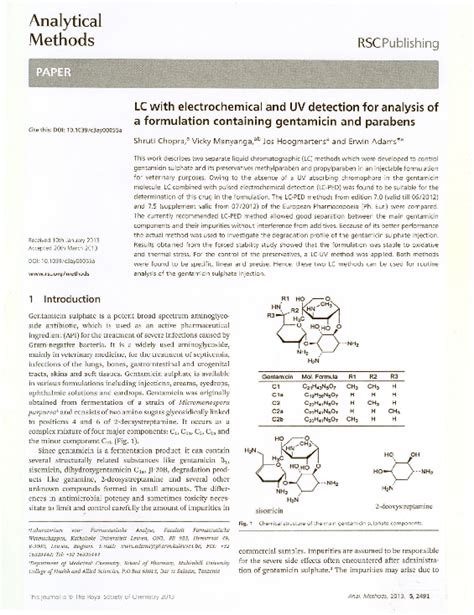 Pdf Lc With Electrochemical And Uv Detection For Analysis Of A Formulation Containing