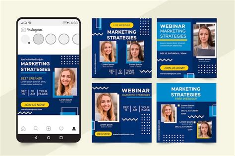 Premium Vector Webinar Social Media Posts Set