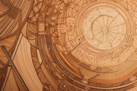 Geometric Line Art Of Modern Building Complex With Clear Lines And Sharp Angles Stock