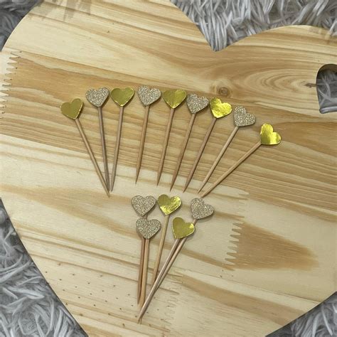 Topper para Docinhos Mini Coração Dourado Elo