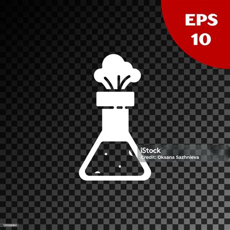 투명 한 어두운 배경에 격리 된 흰색 테스트 튜브 및 플라스크 화학 실험실 테스트 아이콘 실험실 유리 표지판 벡터 일러스트레이션 개발에 대한 스톡 벡터 아트 및 기타 이미지