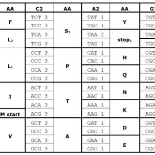 Codon Table Illustrating The Codon Groups Kleinnijenhuis 2018 Each Download Scientific
