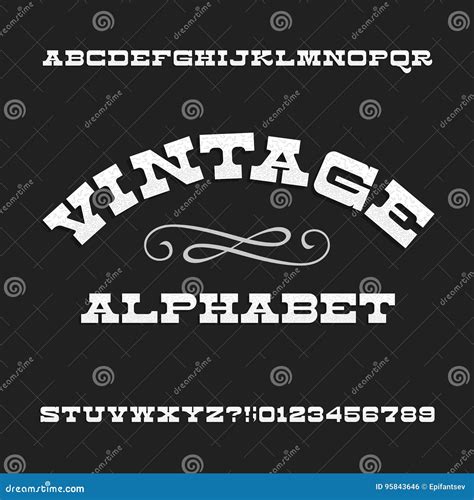 Vintage Alphabet Retro Slab Serif Letters And Numbers Western Font