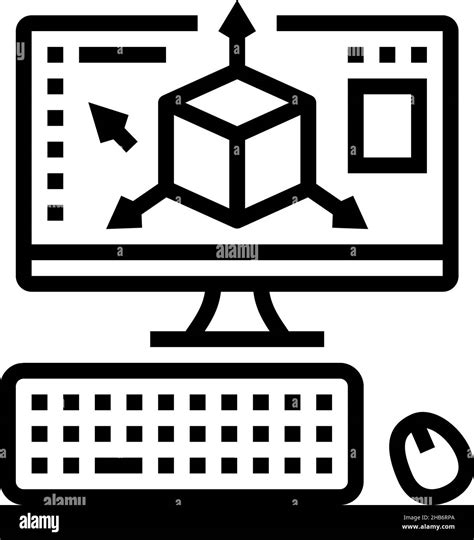 3d Modeling Line Icon Vector Illustration Stock Vector Image And Art Alamy
