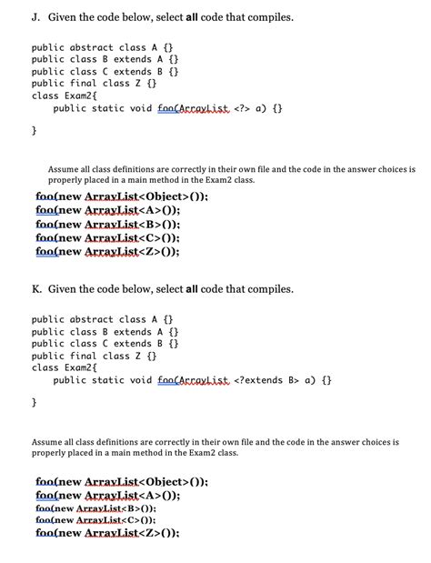 J Given The Code Below Select All Code That