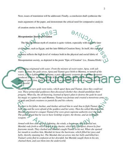 Mesopotamia Creation Stories And Biblical Creation Story Essay Example