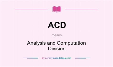 Acd Analysis And Computation Division In Undefined By