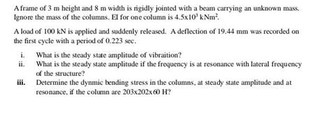 Solved A Frame Of 3 M Height And 8 M Width Is Rigidly Chegg