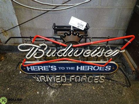 Armed Forces Budweiser Neon Sign Inoperable Broken Roller Auctions