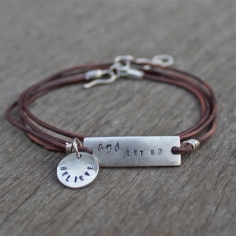 Let Go Leather Wrapped Stamped Metal Bracelet How To Stamp A Stamped