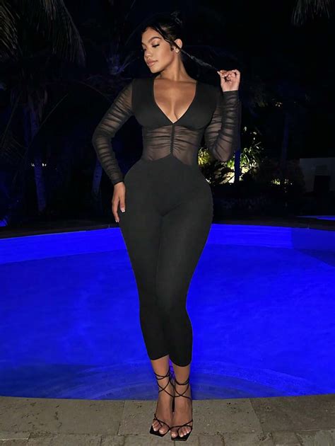 SHEIN SXY Sexy Summer Women S Outfit For Spring Break And Summer Women S Tight Jumpsuit Unitard