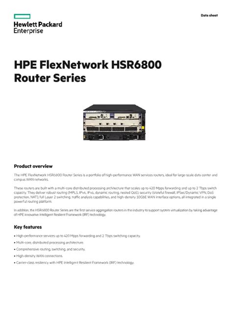 Hpe Msr954 1gbe Sfp 2gbe Wan 4gbe Lan Cwv7 Router Data Sheet