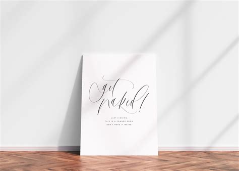 Get Naked Printable Bathroom Handwritten Art Calligraphy Etsy