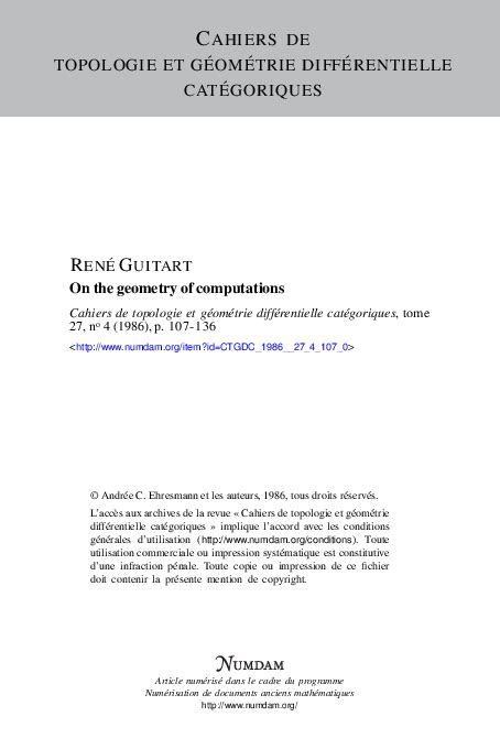 Pdf On The Geometry Of Computations René Guitart