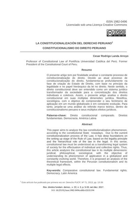 Pdf La ConstitucionalizaciÓn Del Derecho Peruano1 Dokumentips