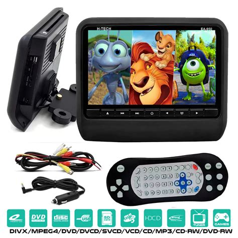 Tela Lcd Para Encosto De Cabeça Banco Automotivo 9 Pol Controle Remoto Dvd Player Sd Usb
