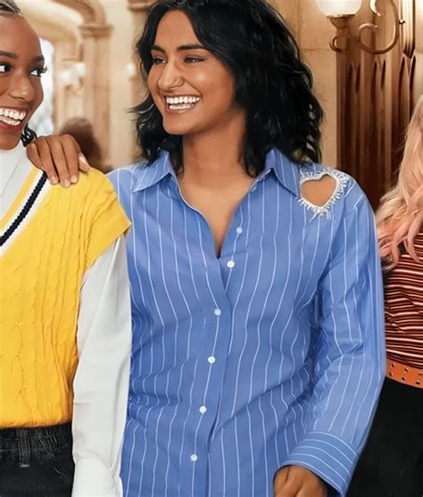 The Sex Lives Of College Girls S03 Amrit Kaur Heart Cut Out Striped Shirt
