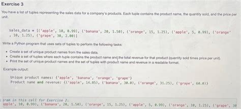you have a list of tuples representing the sales data