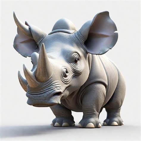 Un Personaje De Dibujos Animados Rino En Un Fondo Blanco Foto Premium