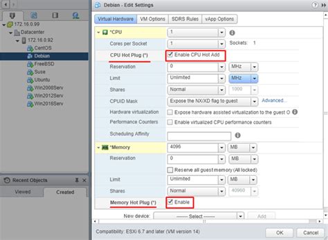 How To Hot Add Ram And Hot Plug Vcpus To Your Vsphere Vms In Different