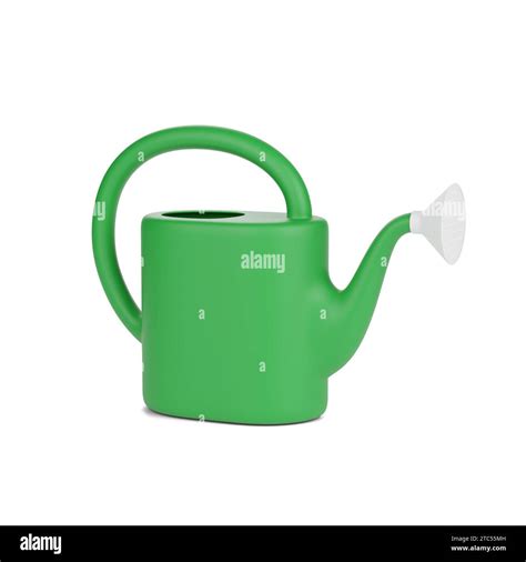 Green Plastic Watering Can Isolated On White Background 3d