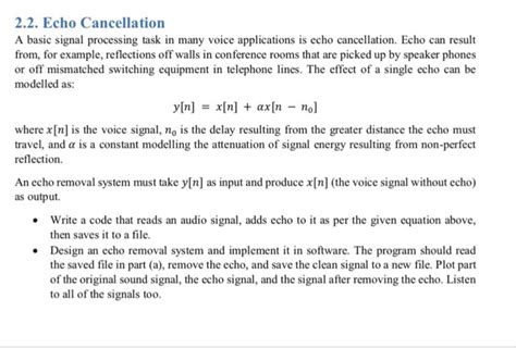 Solved Echo Cancellation A Basic Signal Processing Task Chegg