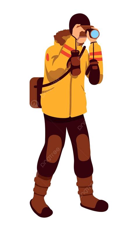 Male Photographer Capturing Winter Scenes In Semiflat Color Vector Illustration Vector Graphic