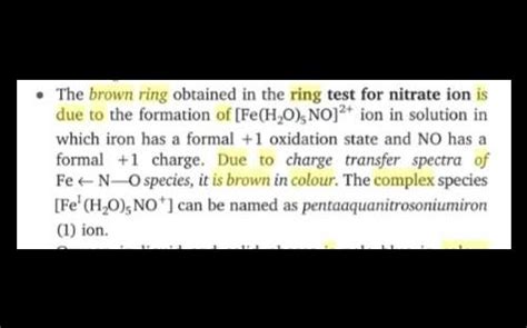 Brown Ring Complex Shows Which Type Charge Transfer Spectra Lmct Or