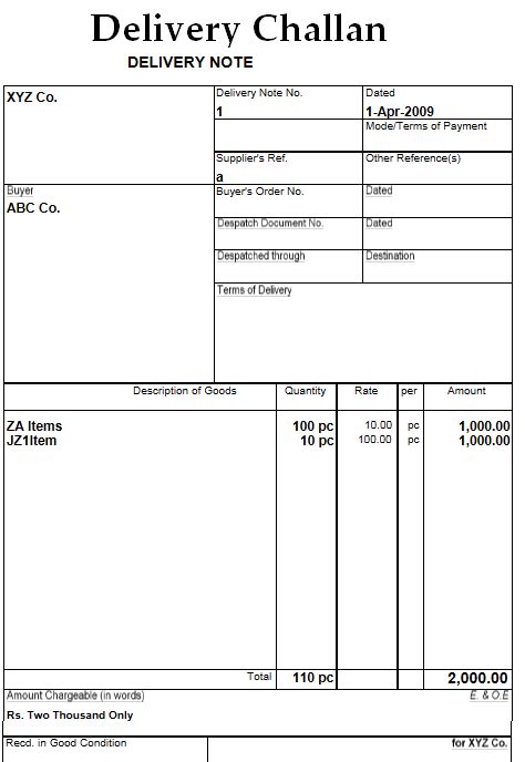 How To Make Delivery Challan Or Delivery Note In Tally Erp 9