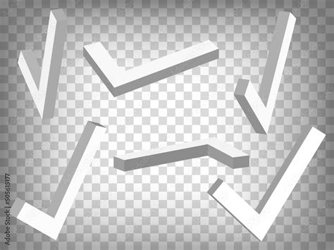 Set Of Perspective Projections D Check Mark Model Icons On Transparent Background D Check