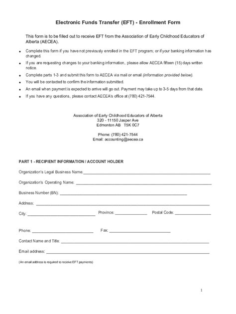 Fillable Online Electronic Funds Transfer Eft Enrollment Form Fax