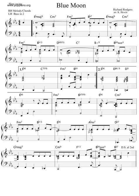 Richard Rodgers Blue Moon Sheet Music Pdf Free Score Download ★