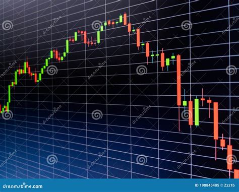 Abstract Candlestick Chart On Dark Blue Digital Screen Stock Market Data Chart Graph With