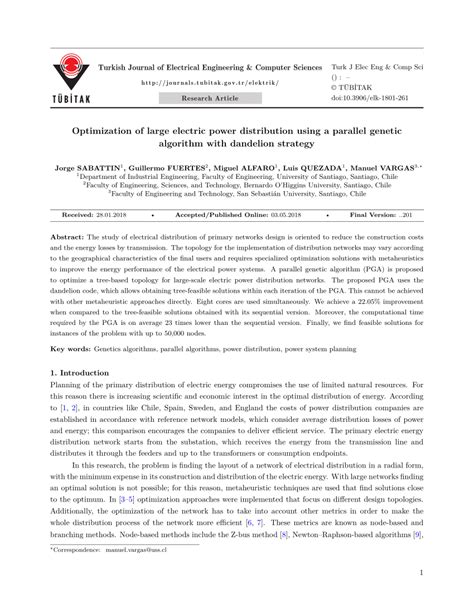 Pdf Optimization Of Large Electric Power Distribution Using A Parallel Genetic Algorithm With
