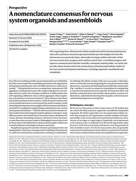 Pdf A Nomenclature Consensus For Nervous System Organoids And Assembloids