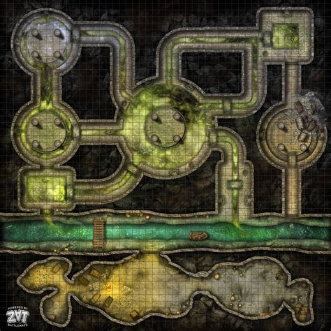 Oc Free 50x50 Battlemap Sewers Curse Of The Wererat Dungeon Maps