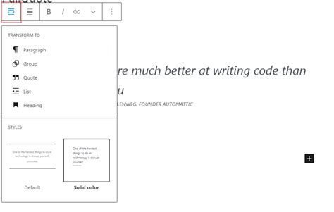 Pullquote Block Documentation Wordpress Org
