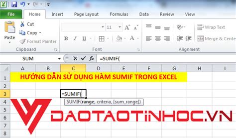 Hướng dẫn sử dụng hàm SUMIF trong Excel cơ bản